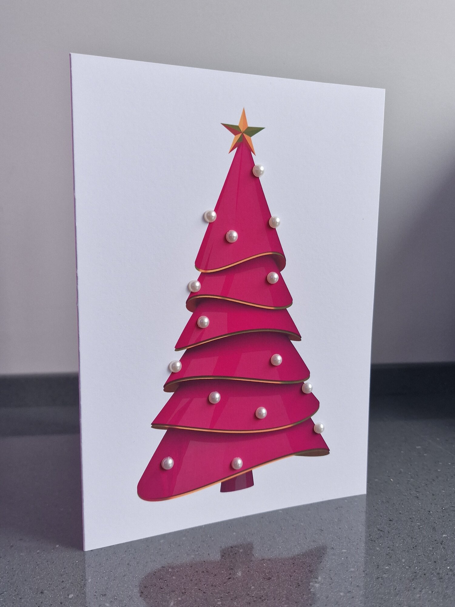 Новогодняя открытка "Розовая ёлка", с 3D декором, конверт в комплекте, 15x21 см