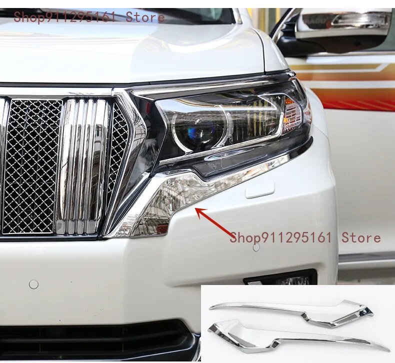 Для Toyota Prado 2018-2021 хромированная передняя фара, крышка для бровей, накладка на фару, лампа для век, Стайлинг автомобиля