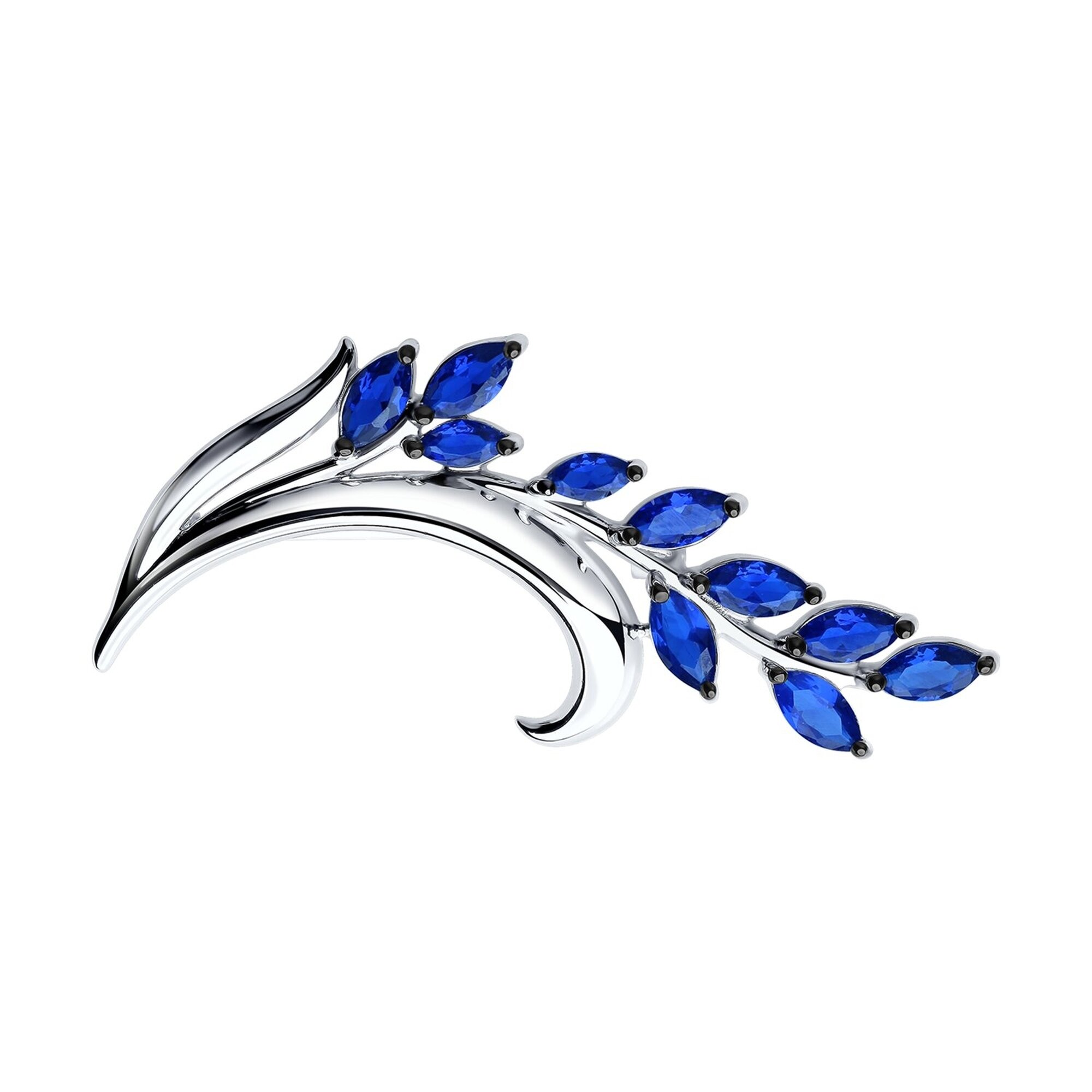 Брошь, серебро, 925 проба, родирование, фианит