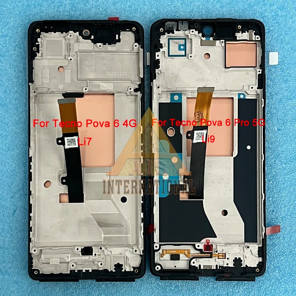 Оригинальный дисплей AMOLED 6,78 дюйма для Infinix Tecno Pova 6 Pro 5G LCD LI9, сенсорный дигитайзер, рамка для Tecno Pova 6 LI7, ЖК-дисплей Pova 6 W Frame