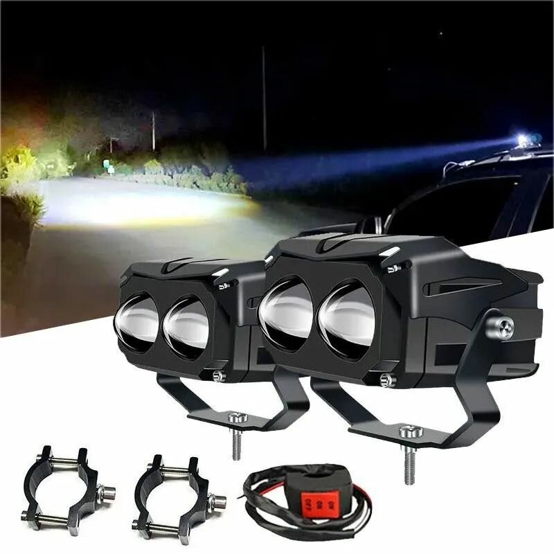 Прожектор автомобильный, Накаливания, 2 шт, арт. Автомобильные светодиодные фары дальнего света 40 Вт, высокий/низкий прожектор, белый/желтый, рабочие противотуманные фары, 2 шт.