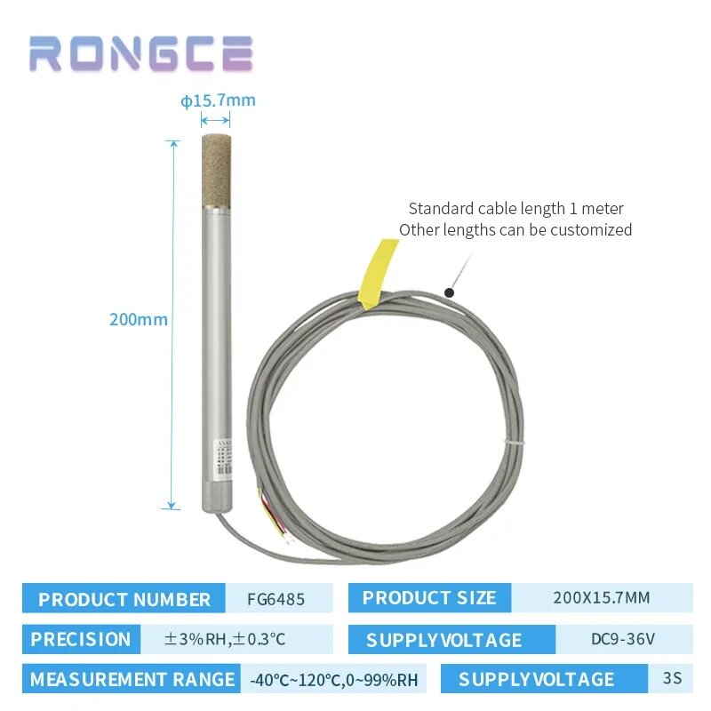 Датчик температуры и люми, взрывозащищенный датчик RS485 для воздуховода, тока и выходного напряжения, металлический фланцевый датчик промышленного класса FG6485