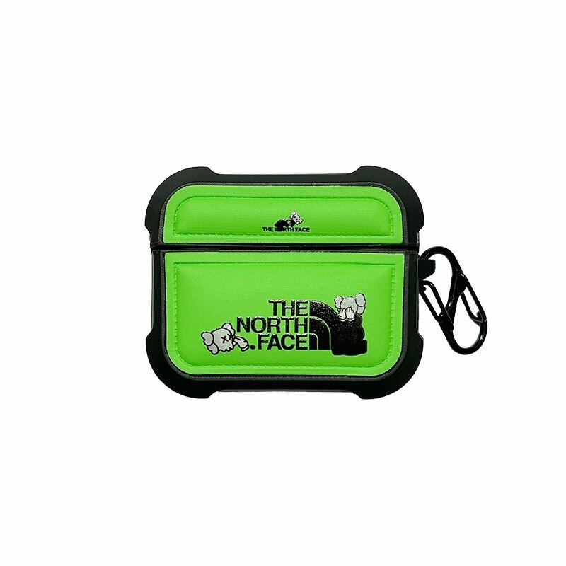 Чехол для Airpods 4 силиконовый дутый пуховик North Face зеленый