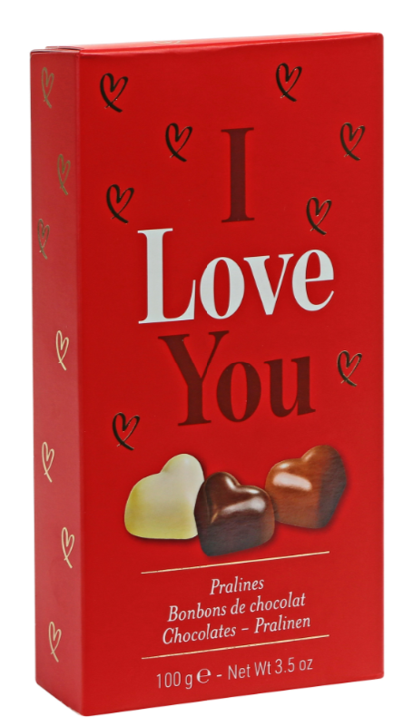 Конфеты HAMLET ассорти пралине в форме сердца с ореховой начинкой "I LOVE YOU" /картон/ 100г