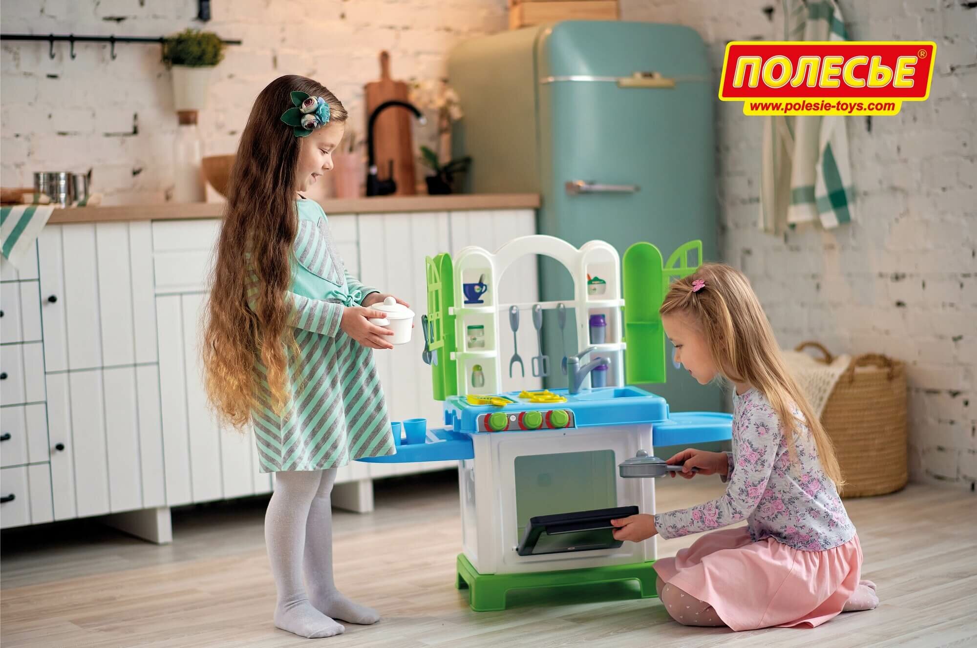 Детская игровая кухня "Natali" №3 с посудой, 88х32х75 см, Полесье