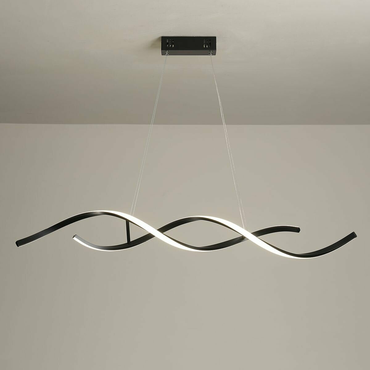 Минималистичная длинная подвесная люстра, черная длина 1100 мм 30w светодиодная лампа, современное освещение офиса в столовой, затемнение и пульт дистанционного управления