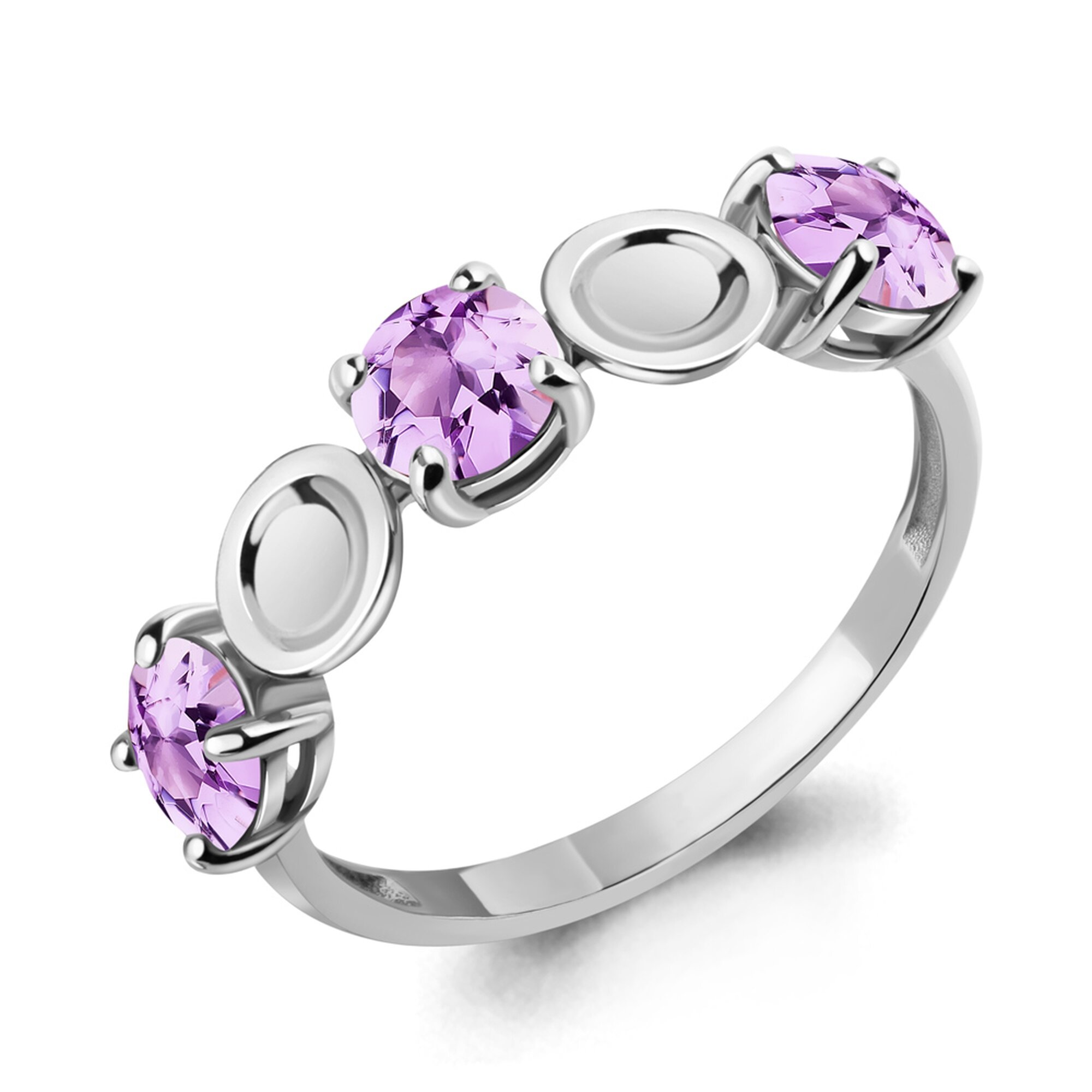 Кольцо дорожка, серебро, 925 проба, родирование, аметист