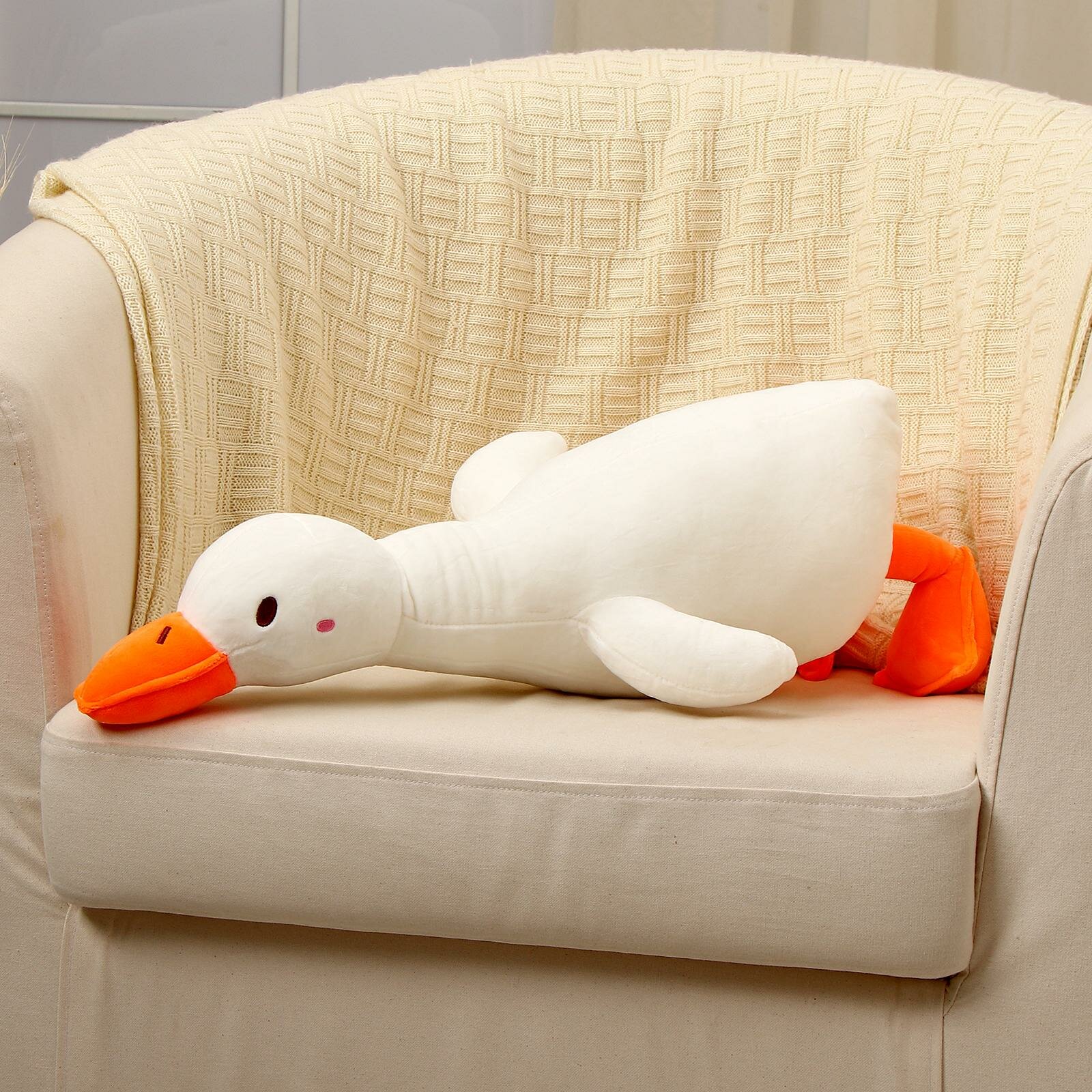 Мягкая игрушка Сима-ленд "Гусь", полиэстер, 60 см, цвет белый