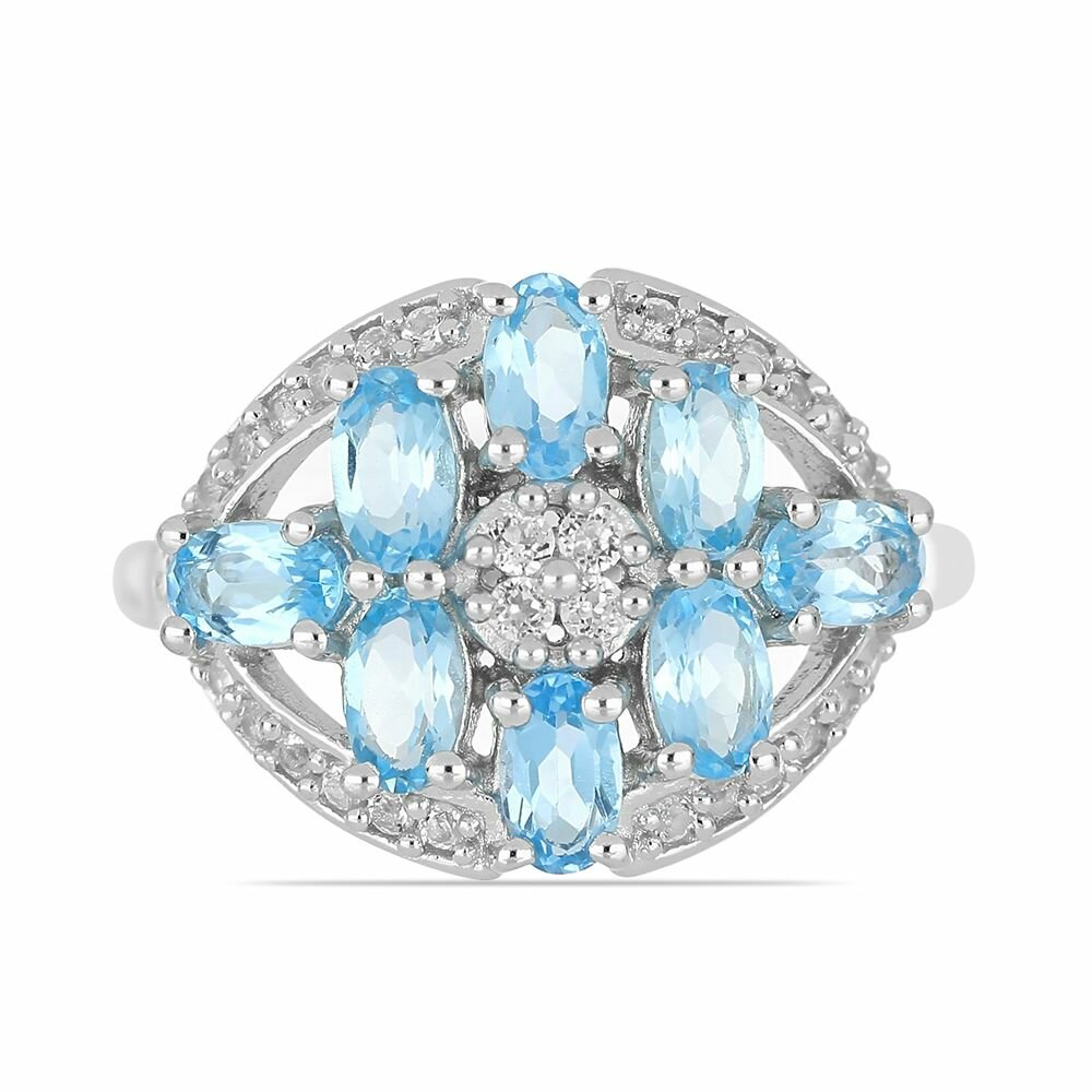 Кольцо, серебро, 925 проба, родирование, топаз