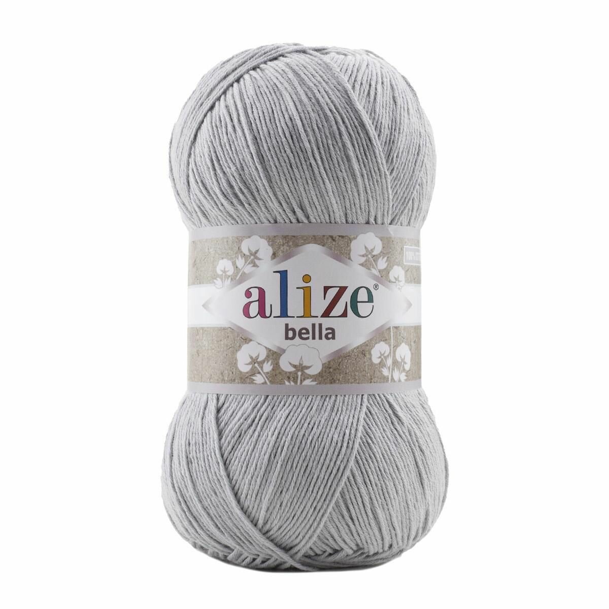 Пряжа ALIZE "Bella 100", 100 гр 360 м, 100% хлопок, 21 серый, 5 шт