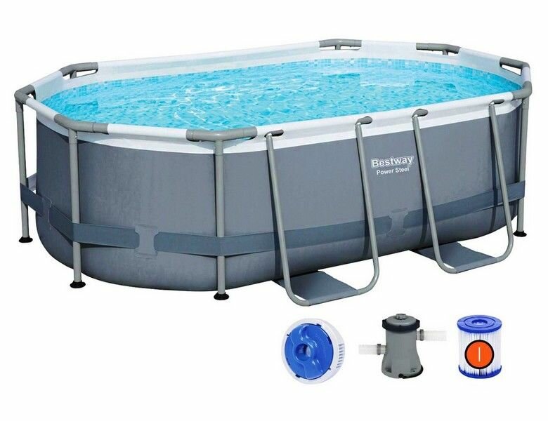 Каркасный бассейн овальный Power Steel + фильтр-насос + дозатор, 305x200x84, BestWay, 5614A