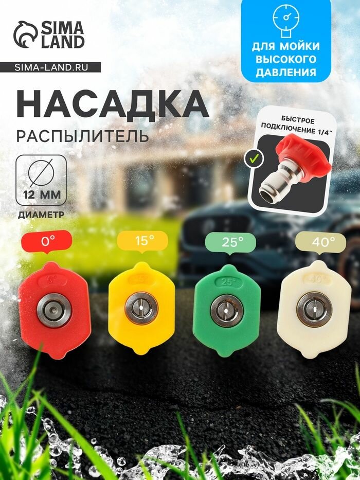 Насадка-распылитель КНР 0-15-25-40 град, посадочный D 12 мм, быстрый монтаж, набор 4 шт (5514422)