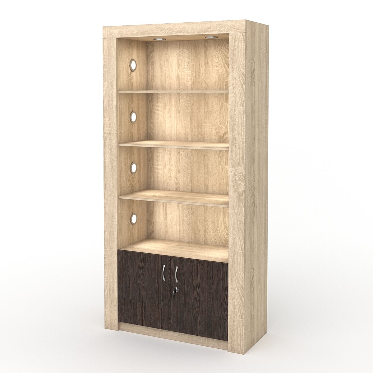 Стеллаж "афродита" №3-1 (задняя стенка - ДВП), Дуб Сонома + Дуб Венге