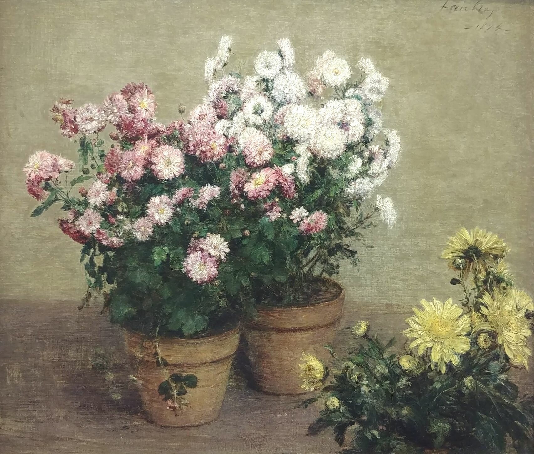 Картина Анри Фантен-Латура Хризантемы 1874 60х51 см