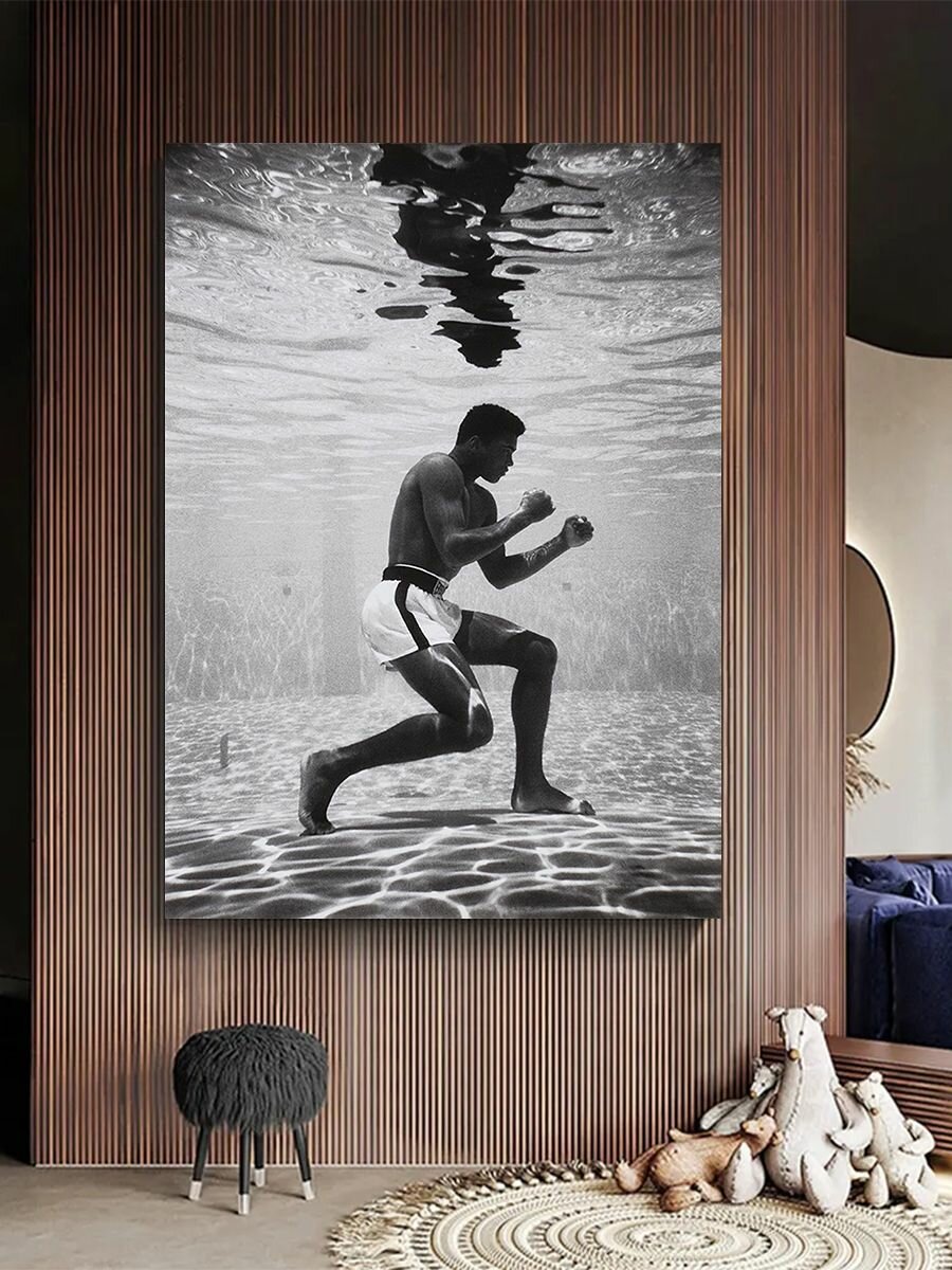 Мухаммед АЛИ / Картина в интерьер / на стену, Чёрно-белая картина, 60х80 см.