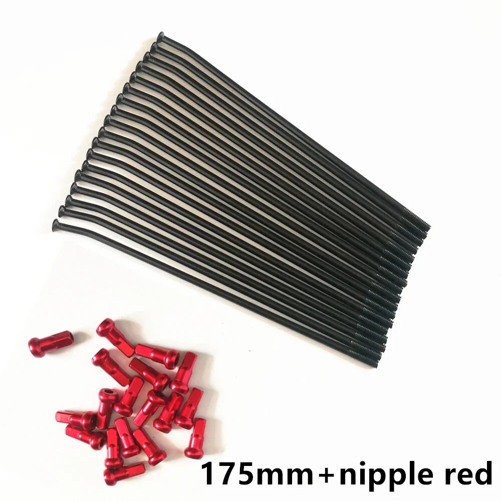 36 шт./лот, обод колеса мотоцикла, провод 17 18, 19, 21 дюйм # 45 стальных 8G 4,0 мм мотоциклетные спицы для CRF YZF KXF SXF TC FC SXF EXC XCF Красный, 175mm nipple red