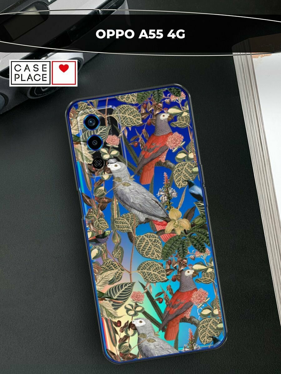 Чехол на Oppo A55 4G / Оппо А55 4G с принтом "Tropical pattern", прозрачный