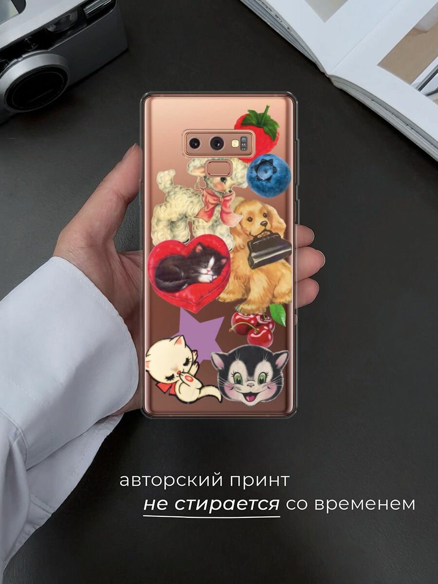Чехол на Samsung Galaxy Note 9 / Самсунг Галакси Нот 9 с принтом "Милые стикеры", прозрачный — фото 1