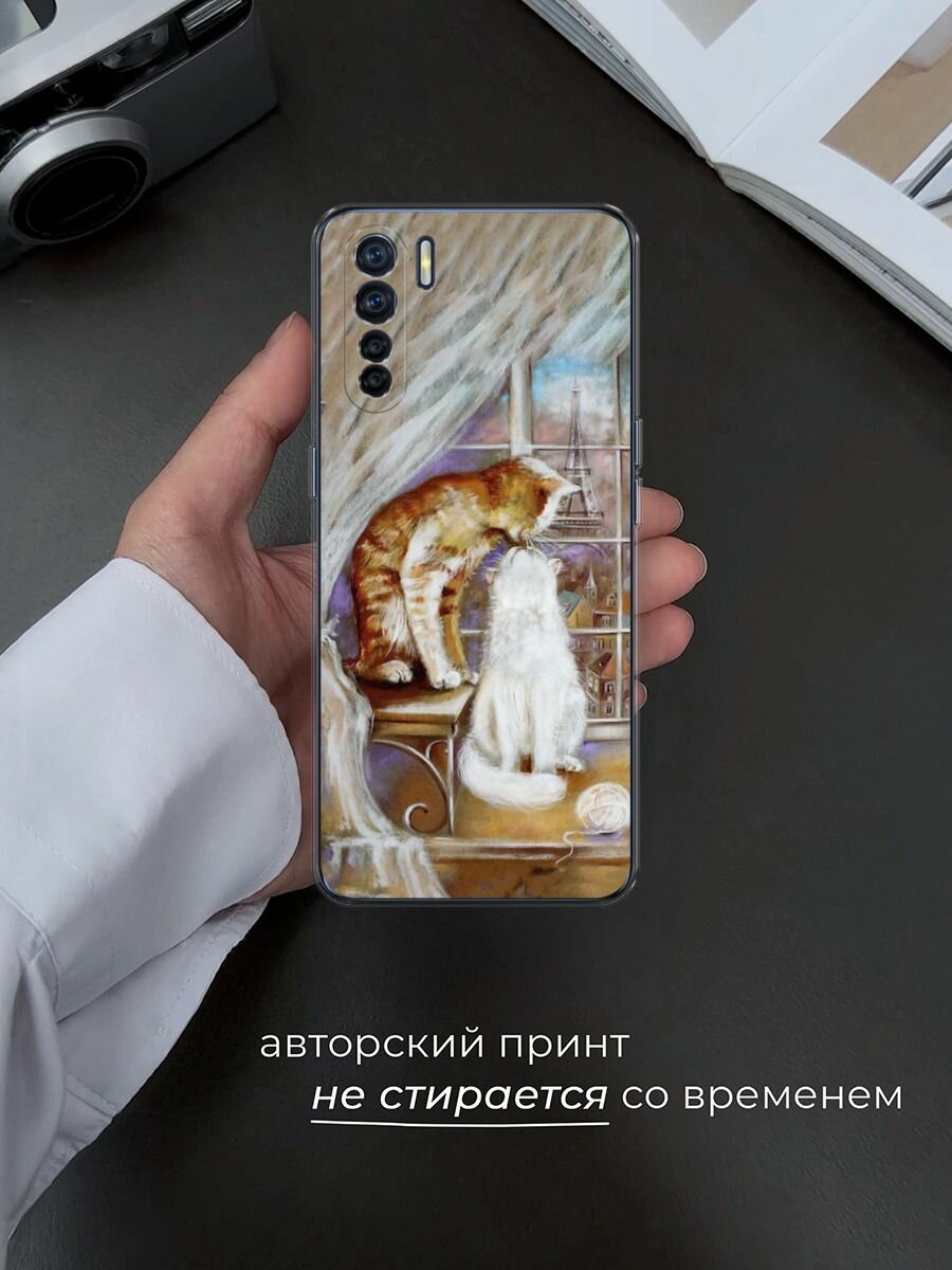 Чехол на Oppo A91/Reno 3 / Оппо A91/Рено 3 с принтом "Влюбленные котики 1" — фото 1