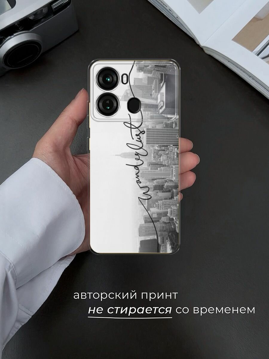 Силиконовый чехол на Itel P40 / Ител P40 с принтом "Черно город" — фото 1