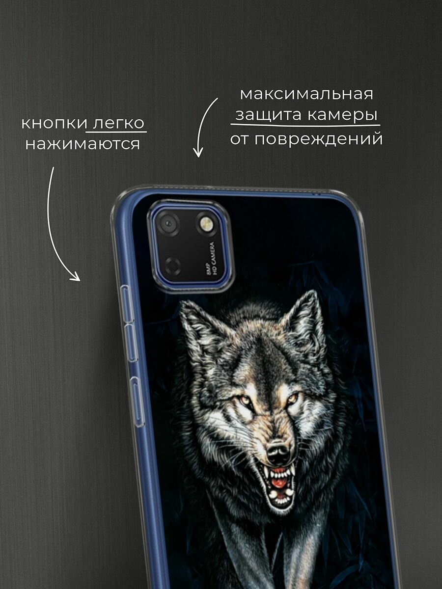 Чехол на Honor 9S/Huawei Y5p / Хонор 9S/Хуавей Y5p с принтом "Злобный волк из ночи" — фото 1