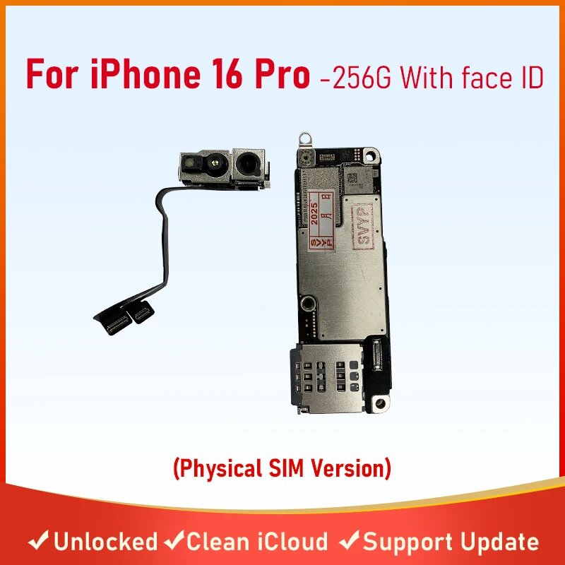 Материнская плата для iPhone 16 16 Pro 16 Pro Max Placa с Face ID 256 г, разблокированная, очищенная материнская плата iCloud, физическая SIM-версия 16 Pro 256g Face ID