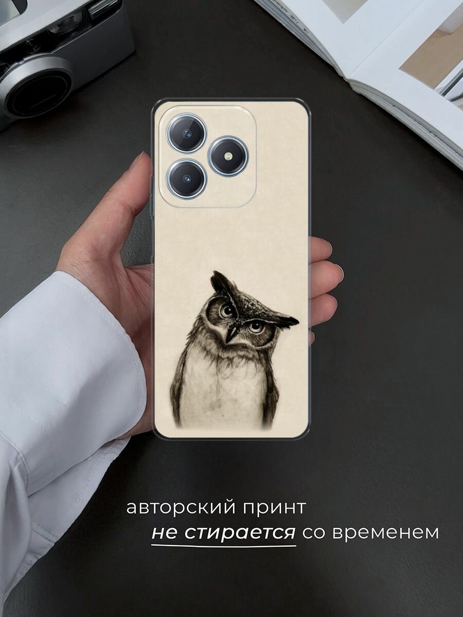 Силиконовый чехол на Realme C63 / Реалми С63 с принтом "Сова" — фото 1