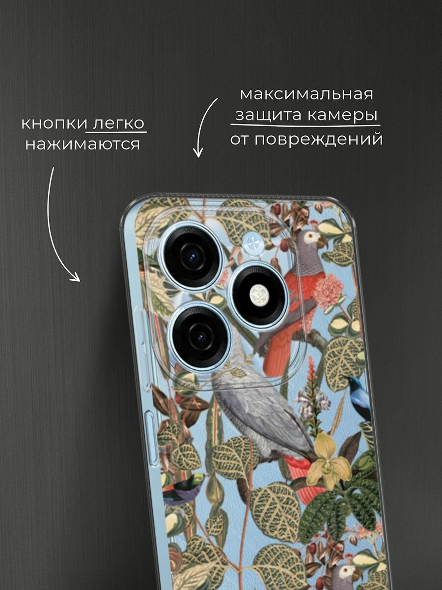 Чехол на Tecno Spark 20 / Текно Спарк 20 с принтом "Tropical pattern", прозрачный — фото 1