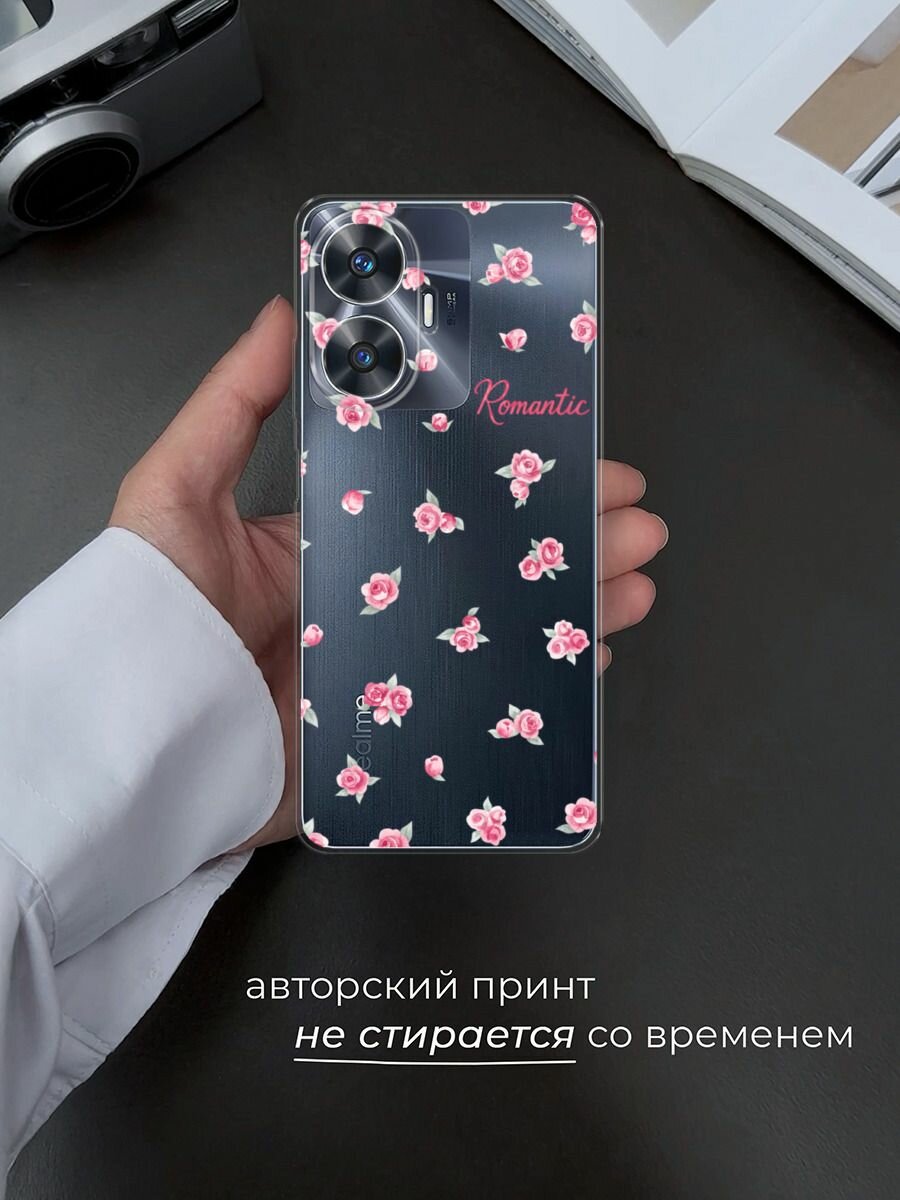 Чехол на Realme C55 / Реалми C55 с принтом "Romantic 2", прозрачный — фото 1