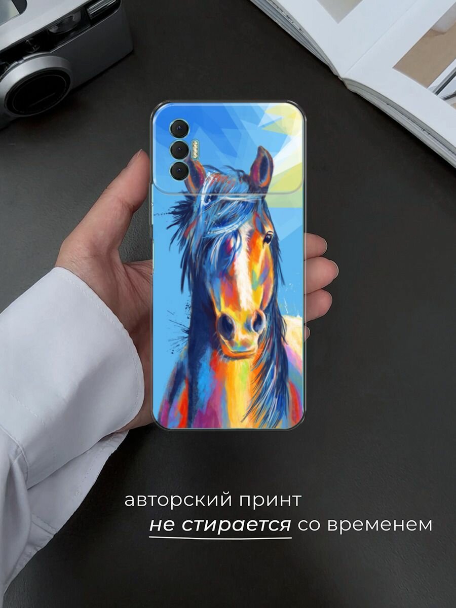 Чехол на Tecno Spark 8P / Техно Спарк 8P с принтом "Лошадь арт 3" — фото 1