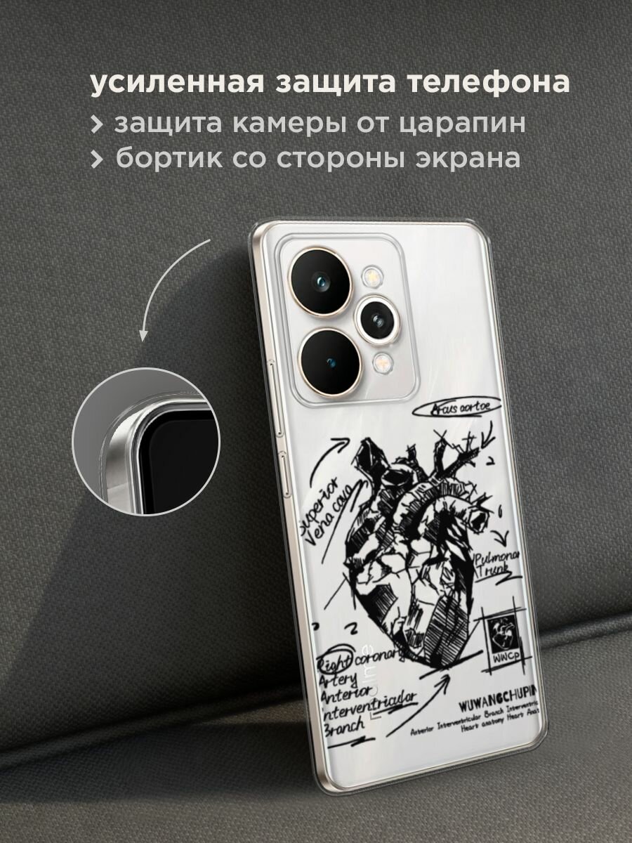 Чехол на Realme 15 Pro / Реалми 15 Про с принтом "Анатомическое сердце 2", прозрачный — фото 1