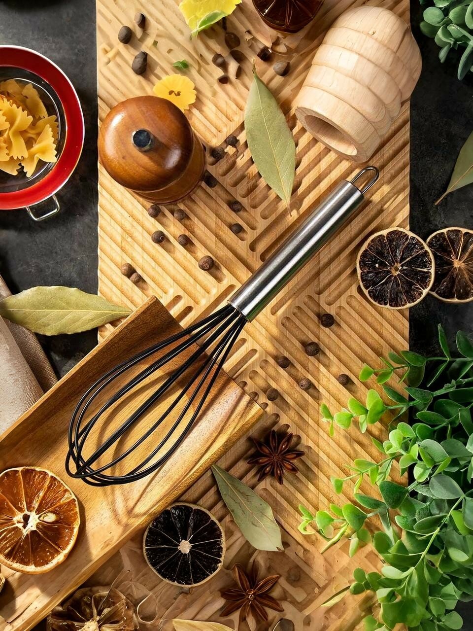 Венчик для взбивания, силикон, стальная ручка, навеска, черный, Daniks, Stark, YW-KT258-1