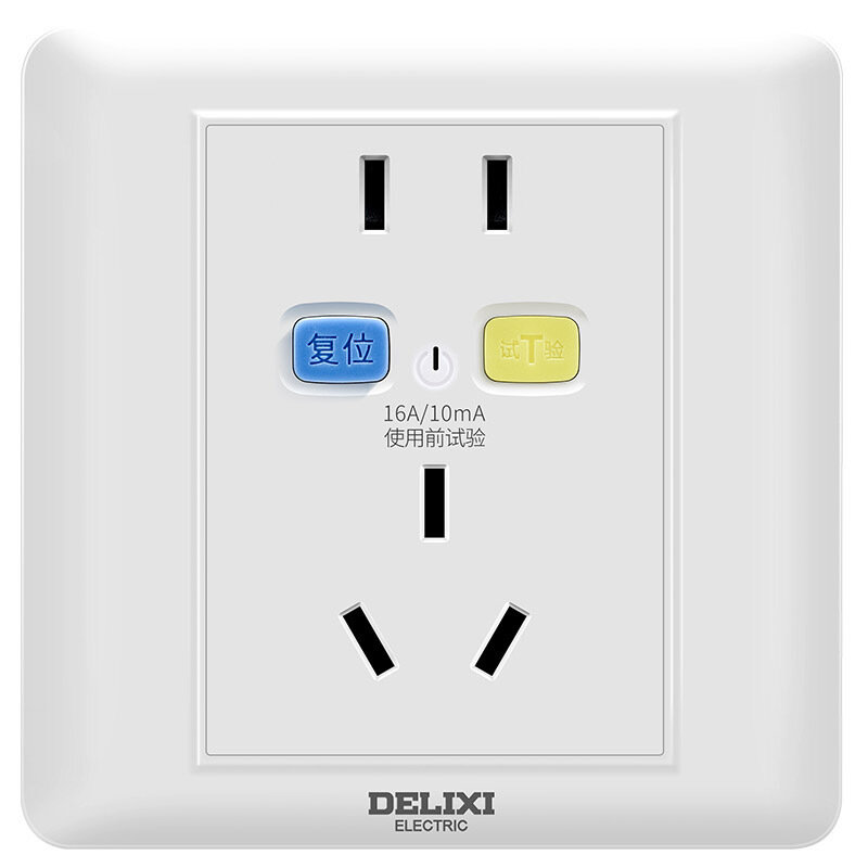 Защитный вилка Delixi с выключателем для защиты от утечки тока для водонагревателя и кондиционера 16A 10A