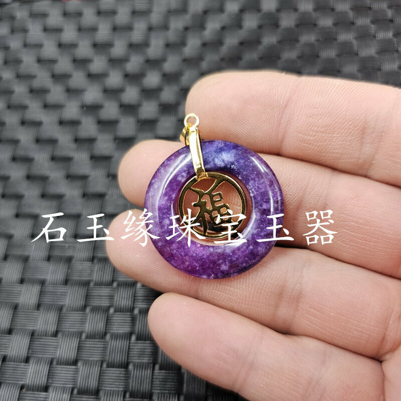 Фиолетовый сухой зеленый персонаж удачи, подвеска из нефрита, подвеска из жадеита, фиолетовый кварцевый камень, подвеска в форме яблока, яйца, поверхность подвески, ожерелье, подвеска из нефрита