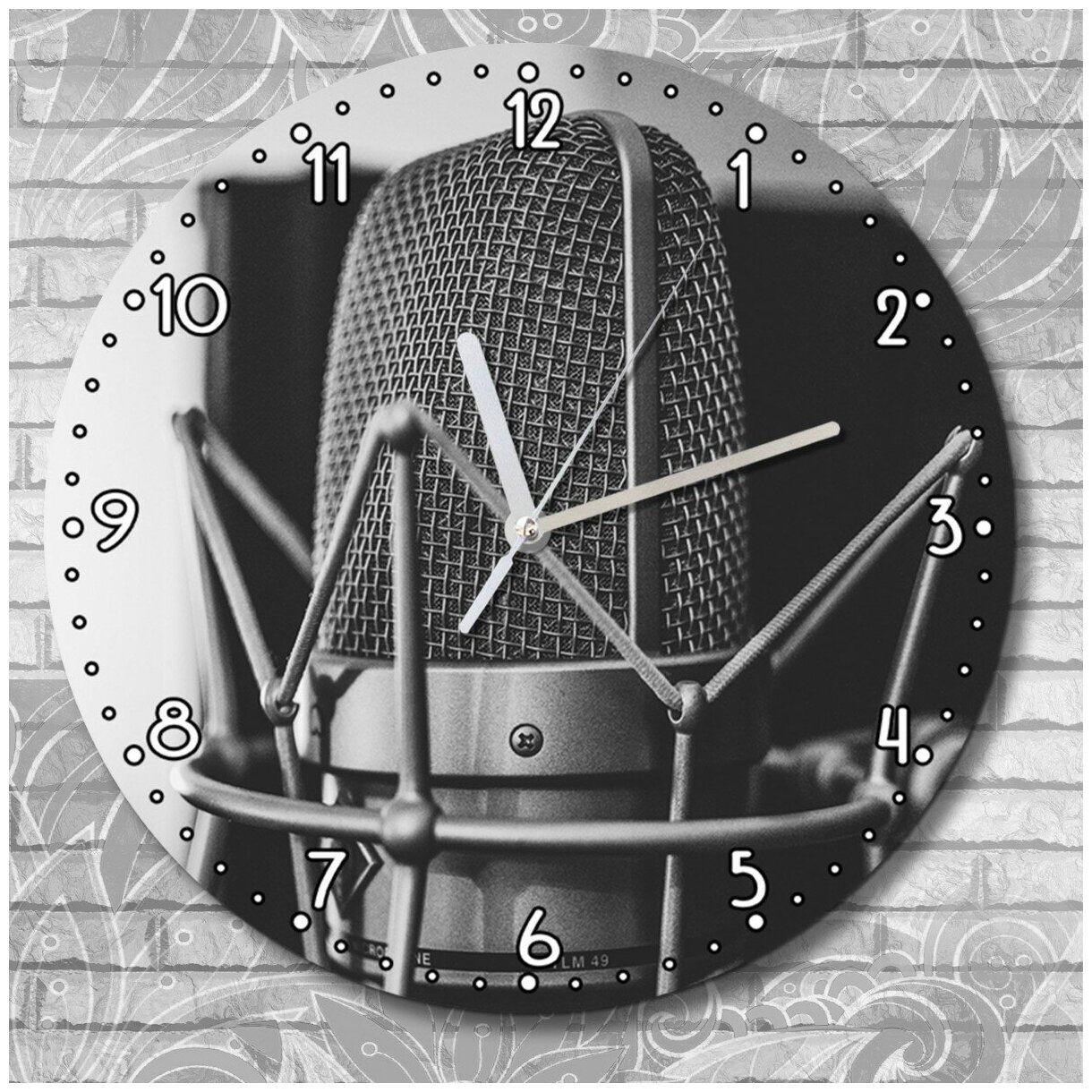 Настенные часы УФ музыка (music, rap, hip hop, sound, руки вверх, hands up, style, life) - 2020