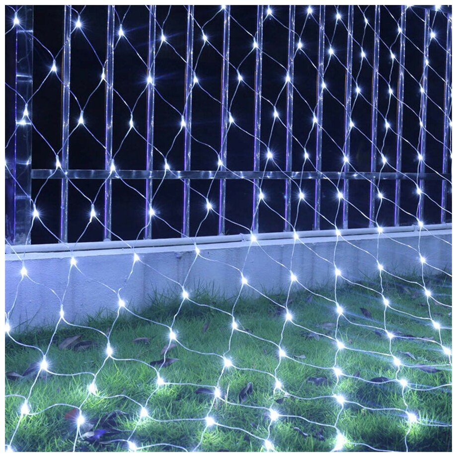 Светодиодная гирлянда сетка, размер 2x2 м. соединяемая. Цвет свечения: Холодный Белый . IP65. 220 В.