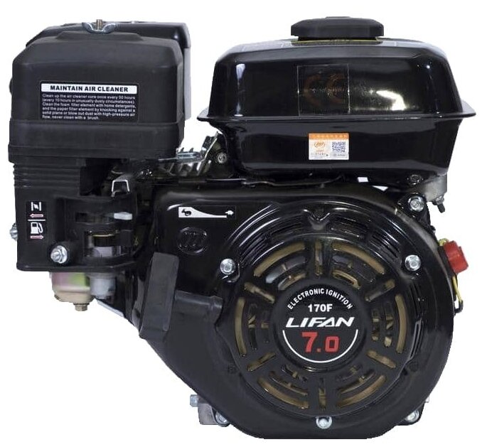 Двигатель бензиновый Lifan 170F D20 3А (7л. с, 212куб. см, вал 20мм, ручной старт, катушка 3А)
