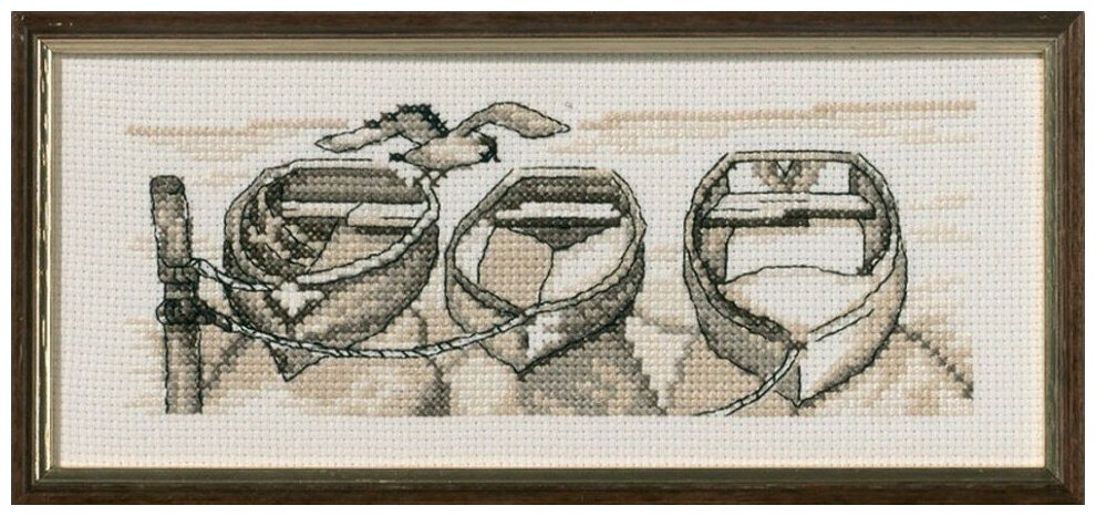 Набор для вышивания Permin #13-8142 Лодки, Счетный крест, 22 x 9 см
