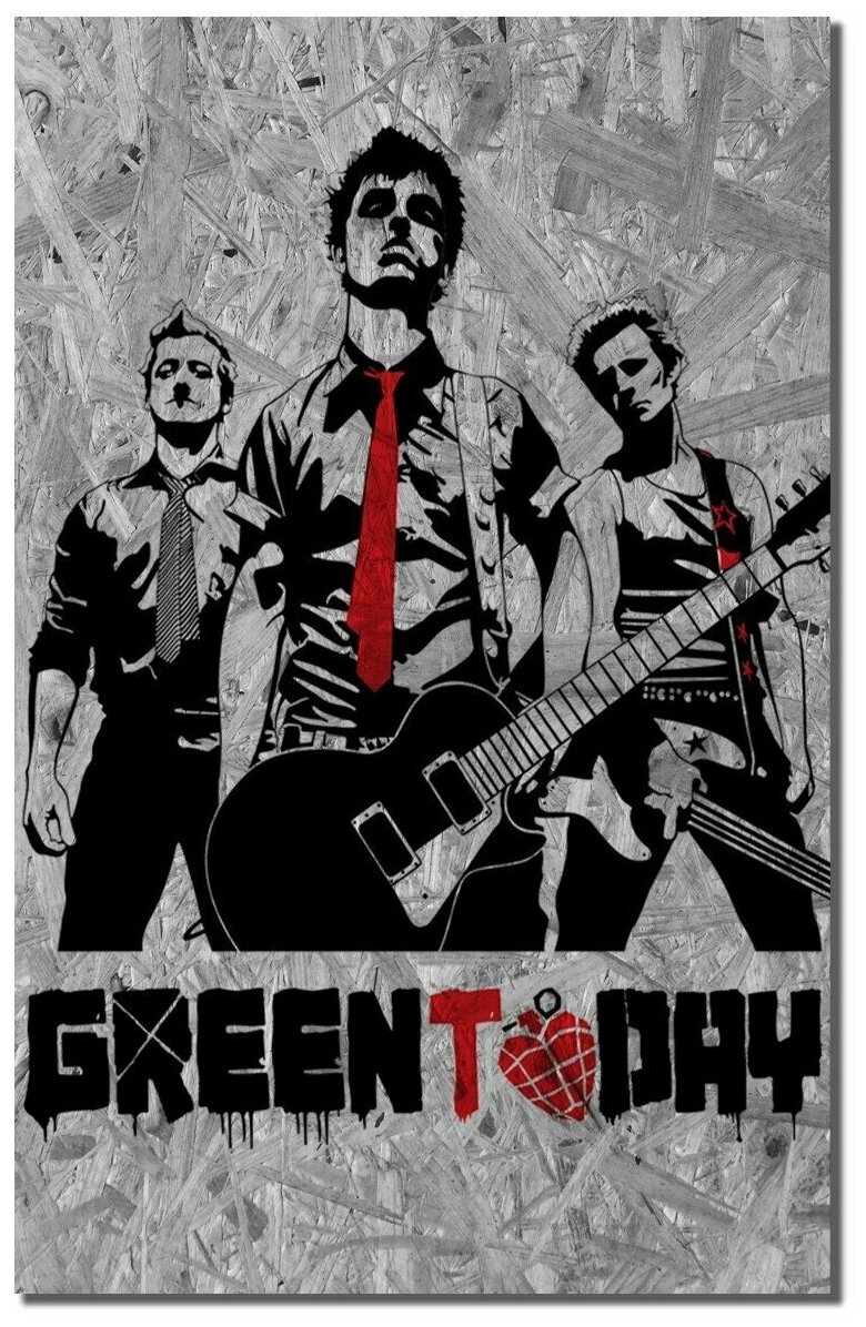 Картина интерьерная на рельефной доске, рисунок Музыка Green Day Билли Джо Армстронг - 7694 В