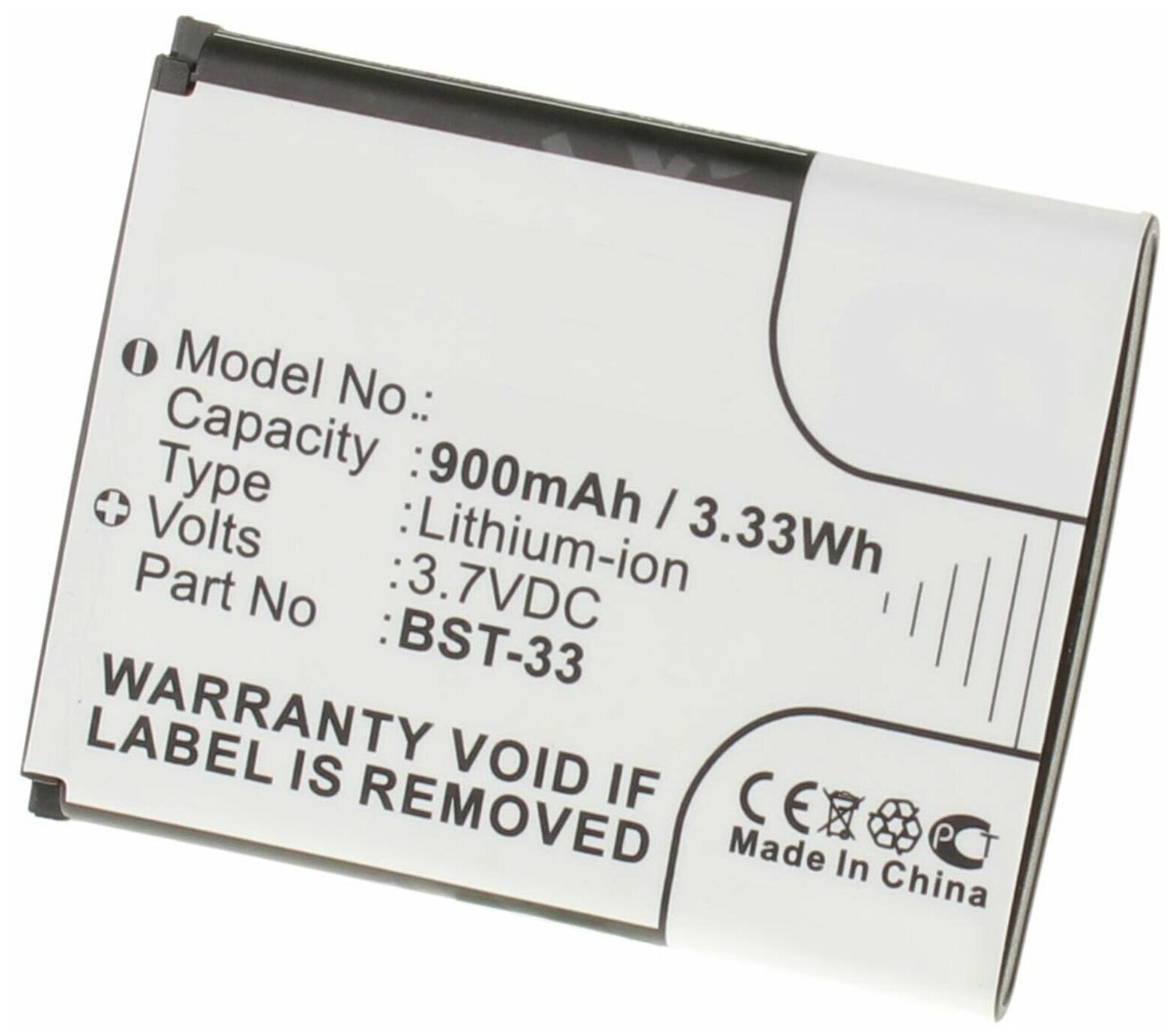 Аккумулятор iBatt iB-U3-M355 900mAh для Sony Ericsson W395, Satio, W890, Z800i, W660i, G705, C903, Z750i, M600i, W100i, W660, W960i,
