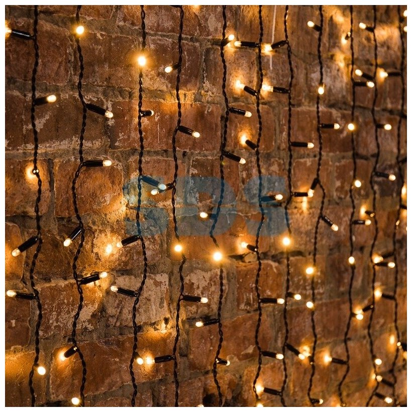 Лампы светодиодные Neon-Night Гирлянда светодиодная Занавес 2х0,8м 160 LED теплый белый черный ПВХ IP65 постоянное свечение 230В нужен блок 303-500 NEON-NIGHT