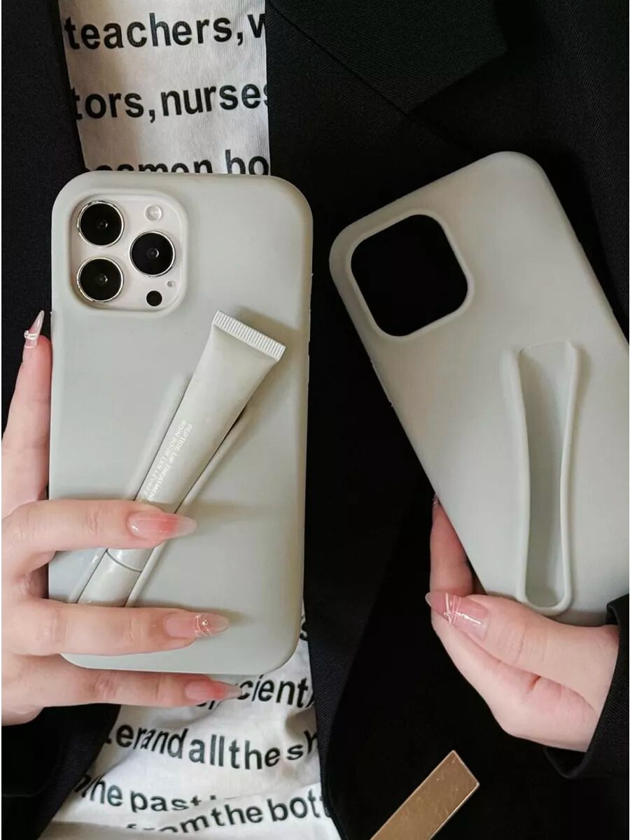 Чехол PRELESTI, для iPhone 15 Pro Max, серый, с держателем, для блеска