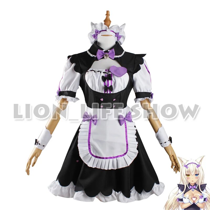 Biamoxer NEKOPARA Chocola Vanilla Maid косплей костюм XXL, Coconut Hot Pink