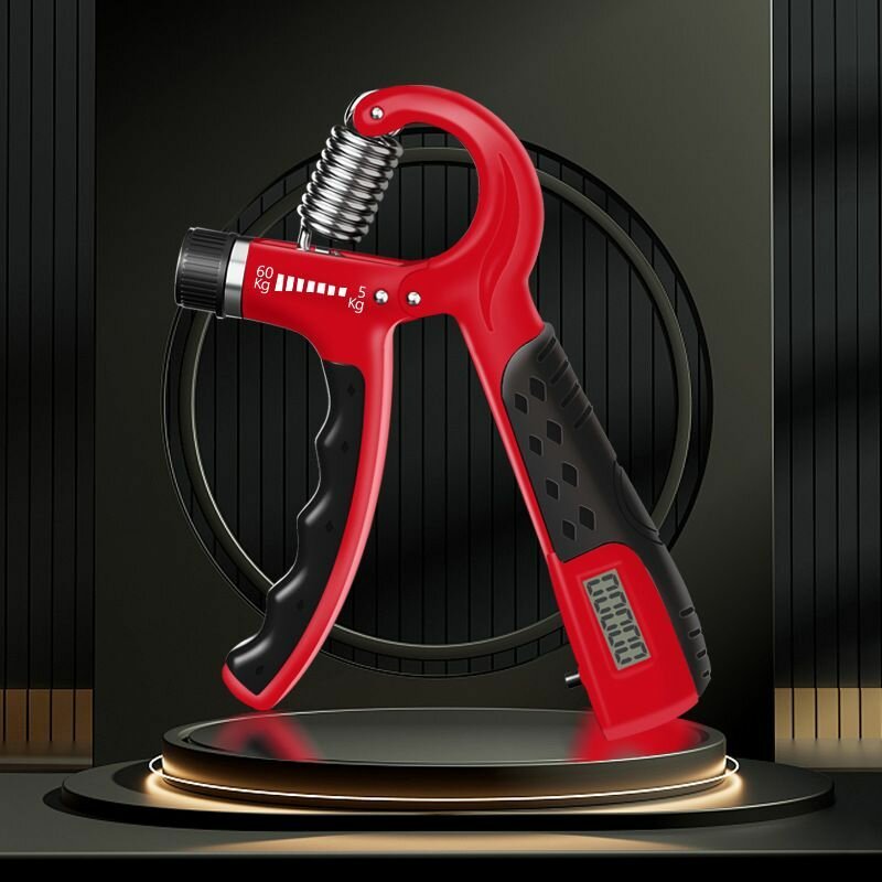 Эспандер кистевой красный черный, рукоятка со счетчиком электронный, 5 - 60 кг