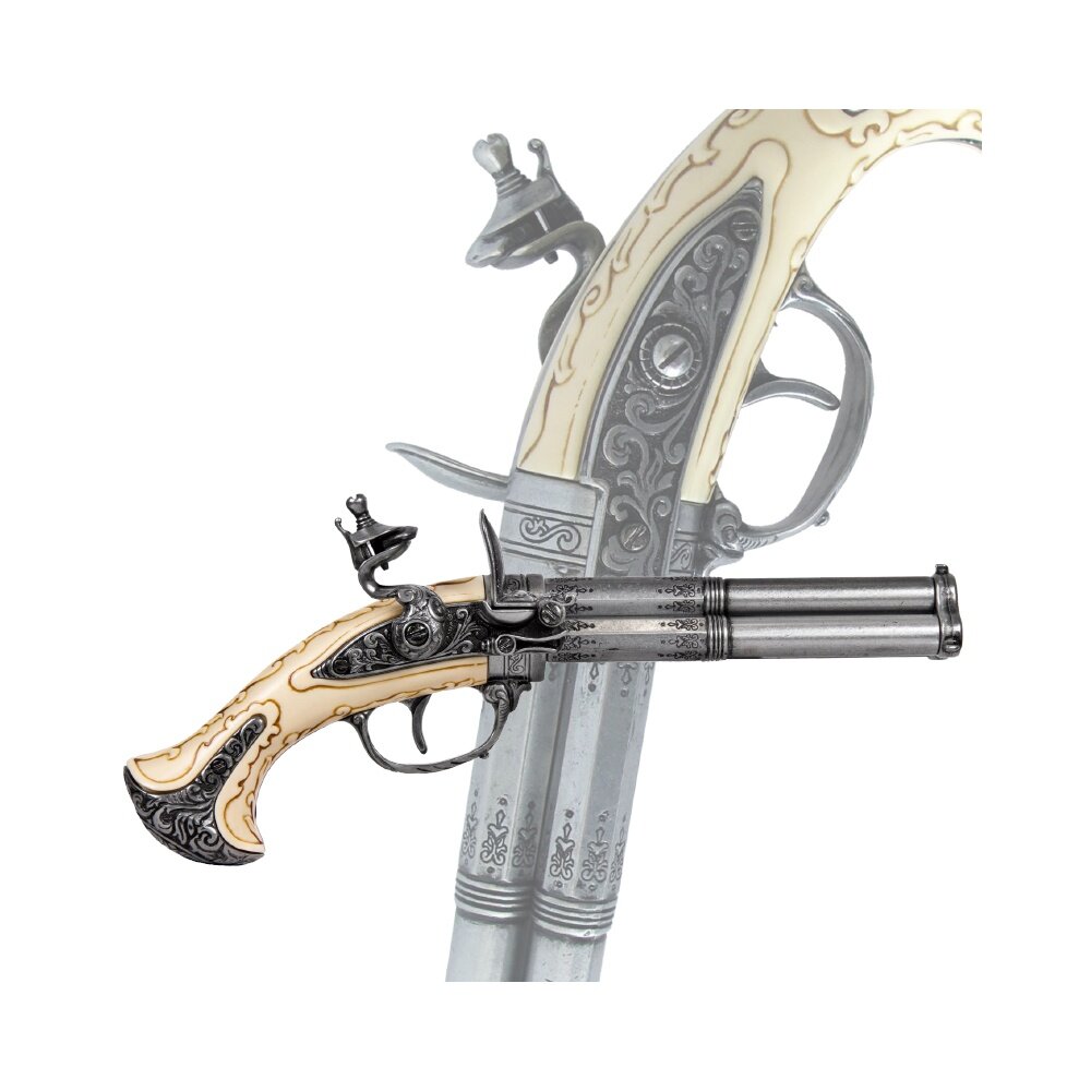Denix DE-1309 Пистоль 3-х ствольный, системы флинтлок, франция 18 в. denix