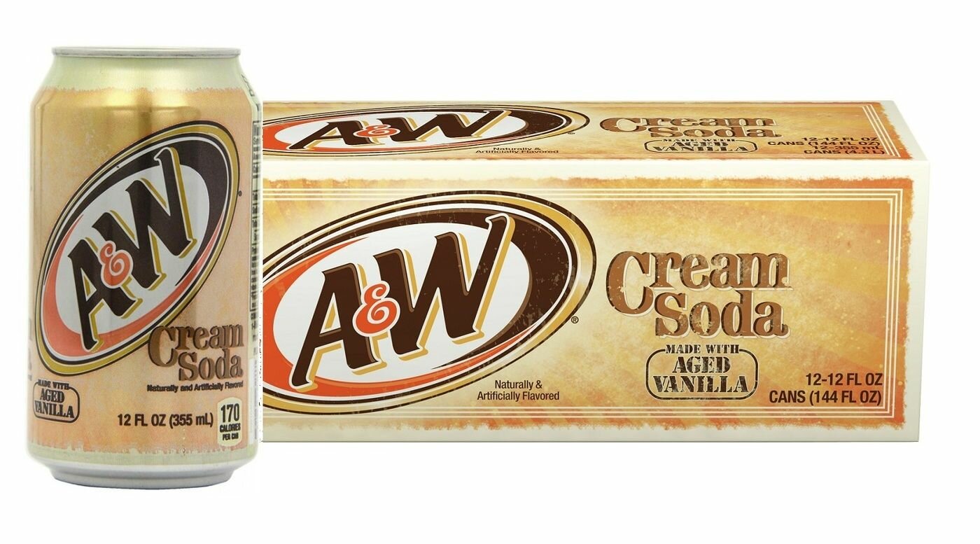 Газированный напиток A&W Cream Soda со вкусом крем сода (США), 355 мл (12 шт)