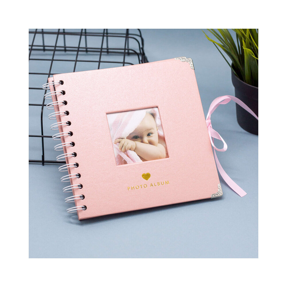 Metal фотоальбом PA008-FG12 pink, 20 листов, размер 17.5х17.5 см, стильный для фотографий