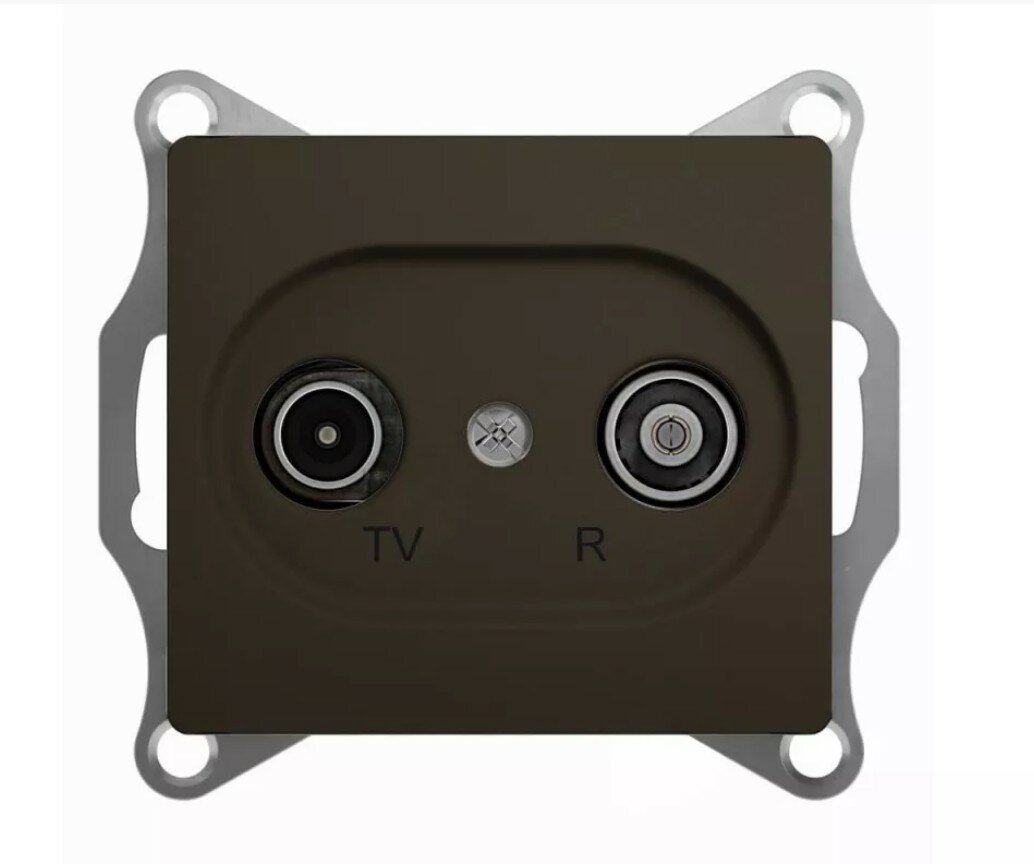 Розетка Glossa 4DB TV-R, скрытая установка, глянцевая, цвет шоколад GSL000895