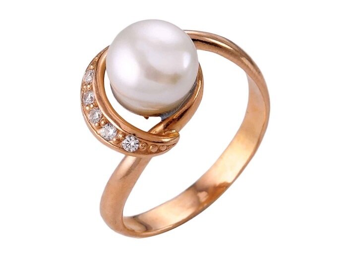 Кольцо, искусственный камень, стекло, жемчуг имитация