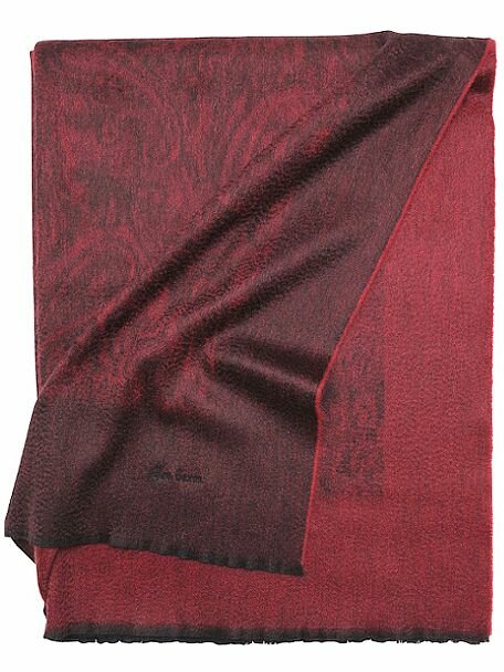 Плед кашемировый Glen Saxon Border Paisley (дамасский узор) Black carmine/005 150x200